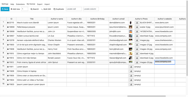 WordPress - Bulk Edit Advanced Custom Fields in Spreadsheet