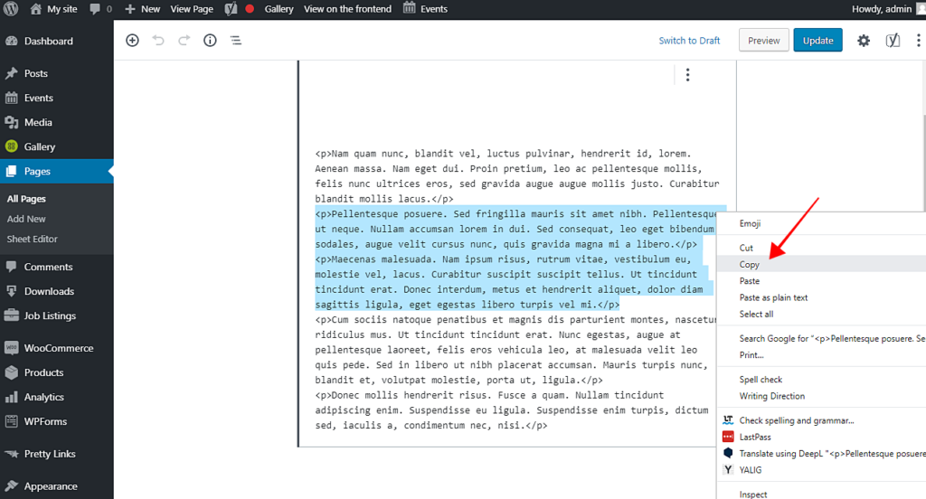 WordPress – Replace Whole Paragraphs on Multiple Pages