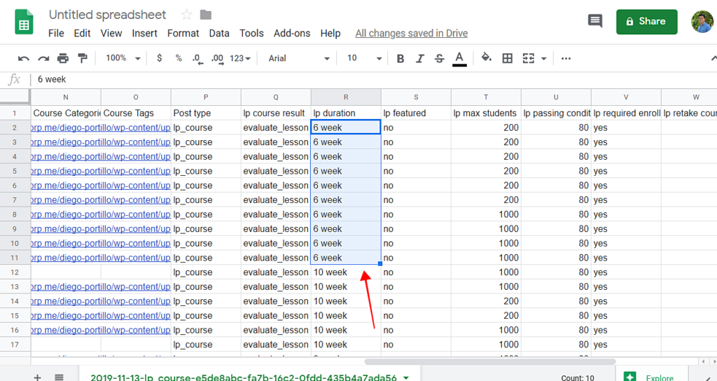 LearnPress - How to Export and Import Courses - WP Sheet Editor