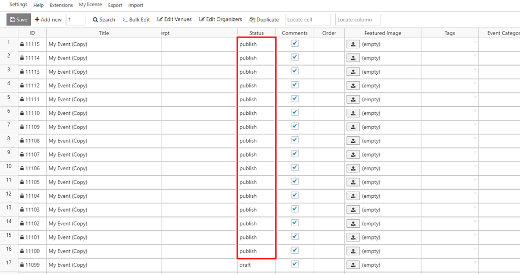 The Events Calendar - How to Export, Import and Bulk Edit