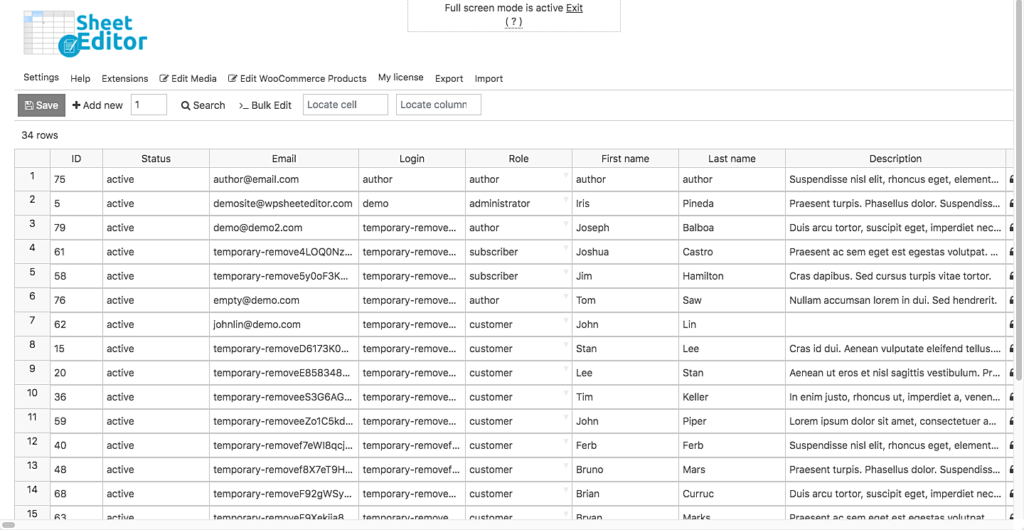 WordPress Users - Bulk Edit Advanced Custom Fields in a Spreadsheet
