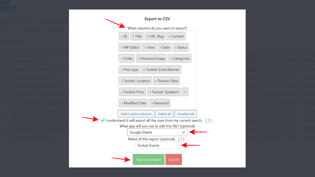 Toolset - How to Import or Export Post Types - WP Sheet Editor