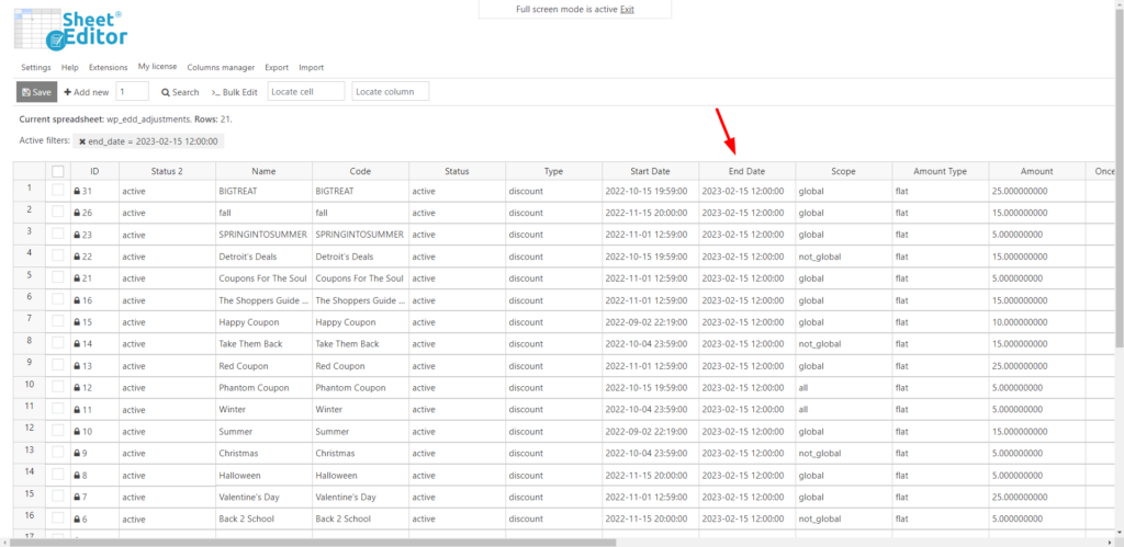 EDD Discount Codes - How to Bulk Edit Expiration Dates