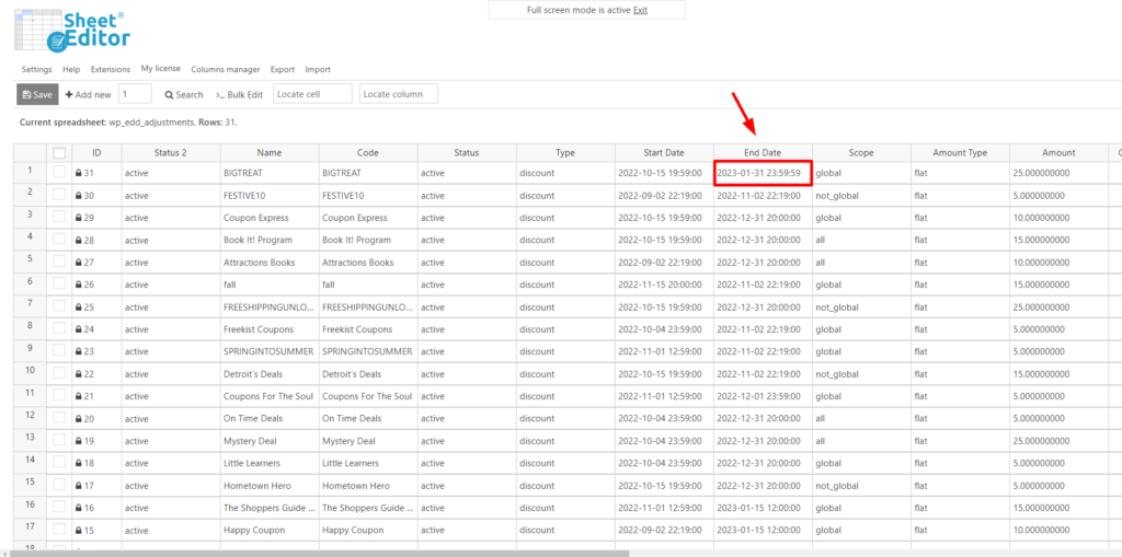 EDD Discount Codes - How to Bulk Edit Expiration Dates
