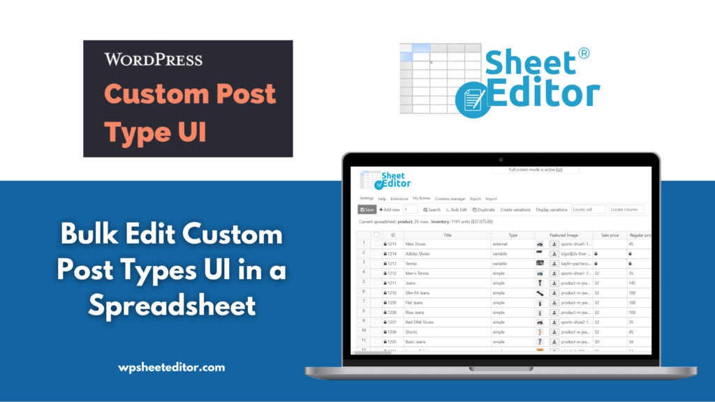 Custom Post Type UI - Bulk Edit, Export, Import Content