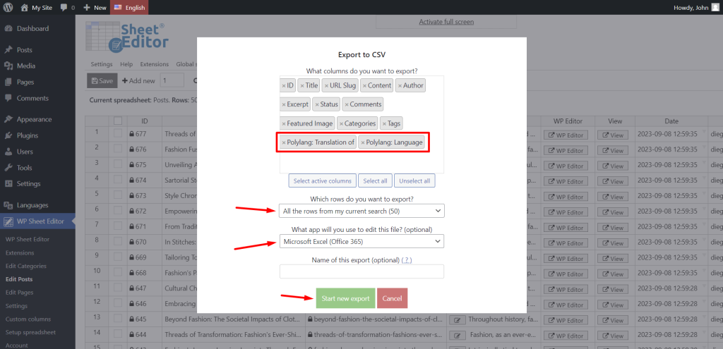 Polylang: Export and Import WordPress Post Translations (CSV)