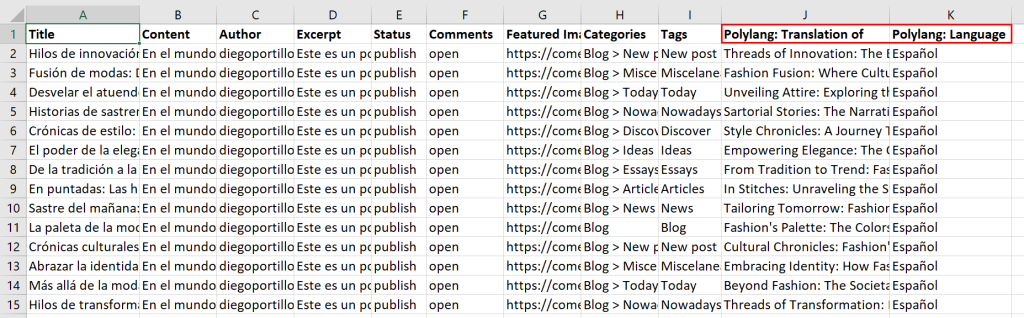 Polylang: Export and Import WordPress Post Translations (CSV)