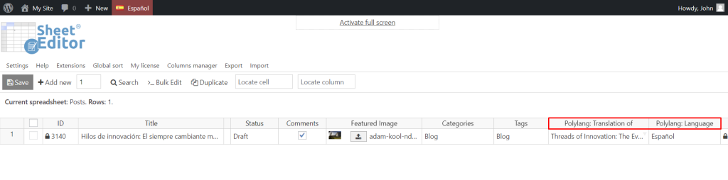 Polylang: Export and Import WordPress Post Translations (CSV)