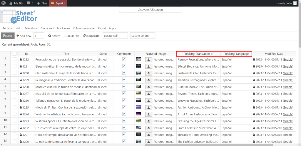 Polylang: Export and Import WordPress Post Translations (CSV)