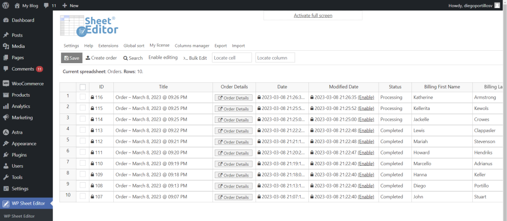 Bulk Edit "Checkout Field Editor for WooCommerce" Fields