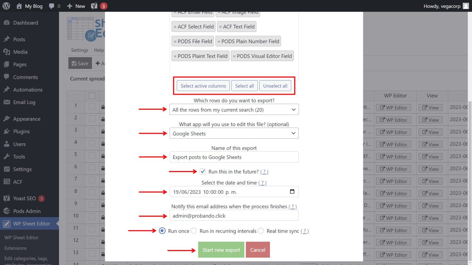 WordPress - Schedule Automatic Exports to Google Sheets