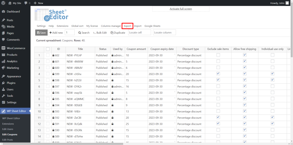 WooCommerce Coupons - Schedule Exports to Google Sheets