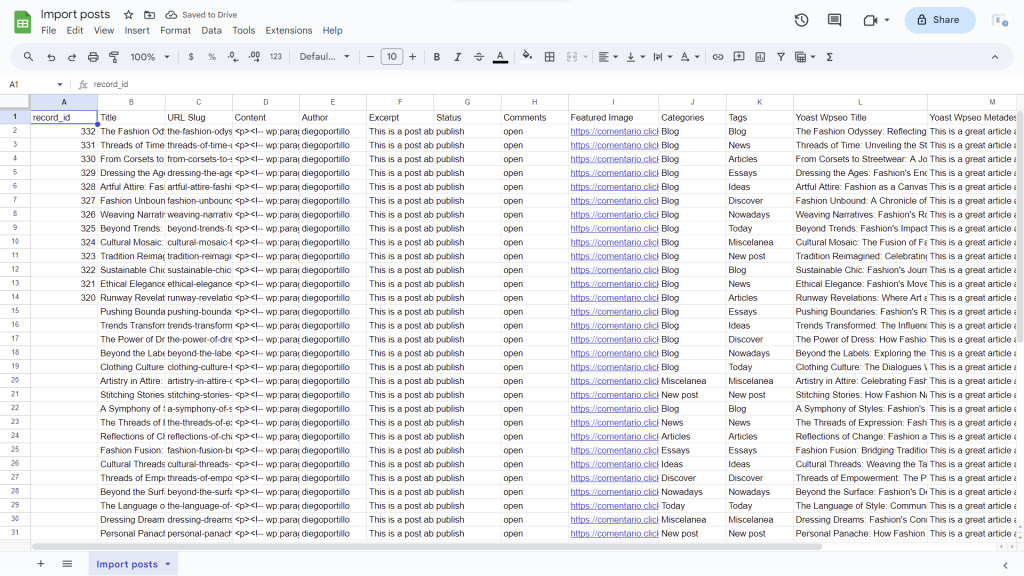 How to Import WordPress Posts from Google Sheets - WP Sheet Editor