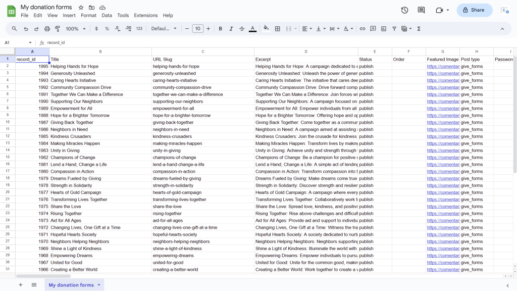 GiveWP - How to Import Donation Forms from Google Sheets - WP Sheet Editor