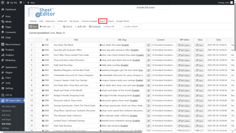 Custom Post Type UI - How to Export Post Types to Google Sheets - WP Sheet Editor
