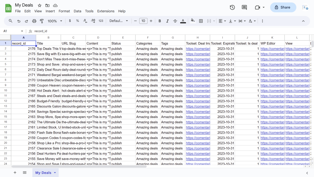 Toolset Types - How to Export and Import with Google Sheets - WP Sheet Editor