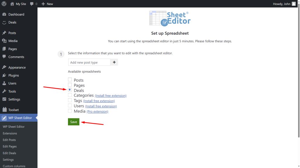 Toolset Types - How to Export and Import with Google Sheets - WP Sheet Editor