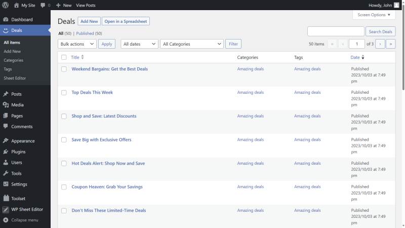 Toolset Types - How to Export and Import with Google Sheets - WP Sheet Editor