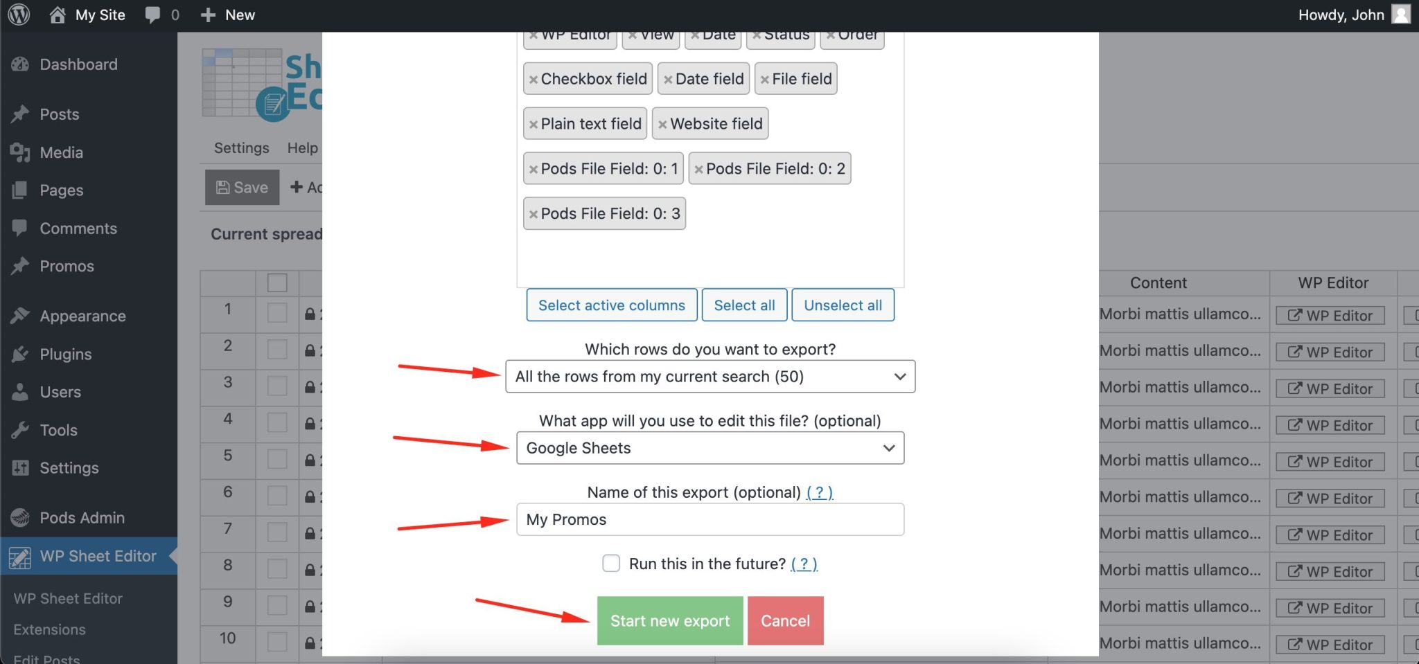 PODS: Export and Import Custom Post Types with Google Sheets - WP Sheet ...