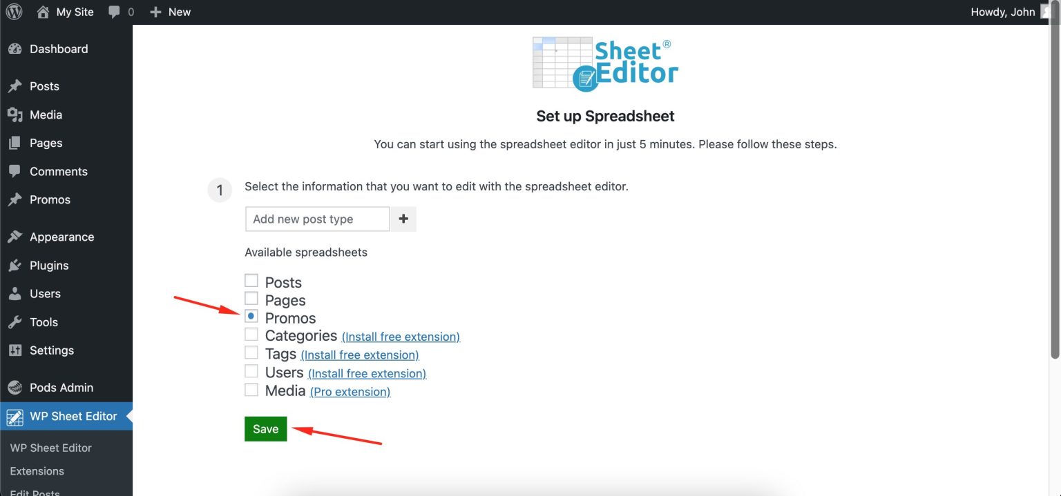PODS: Export and Import Custom Post Types with Google Sheets - WP Sheet Editor
