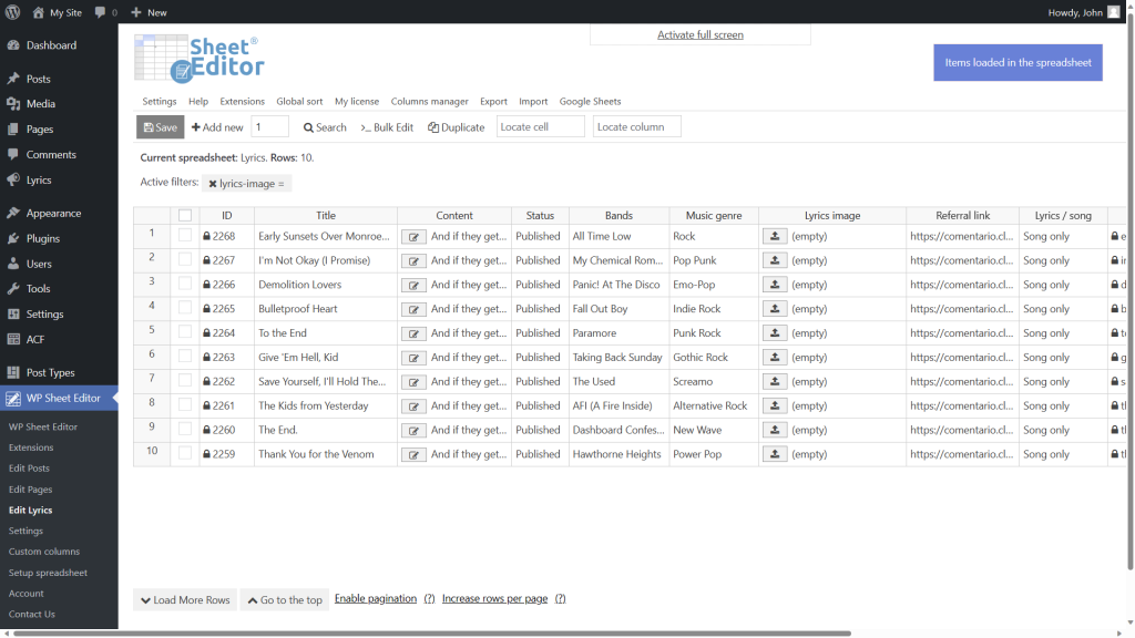 Custom Post Type Maker - Bulk Edit Content in a Spreadsheet