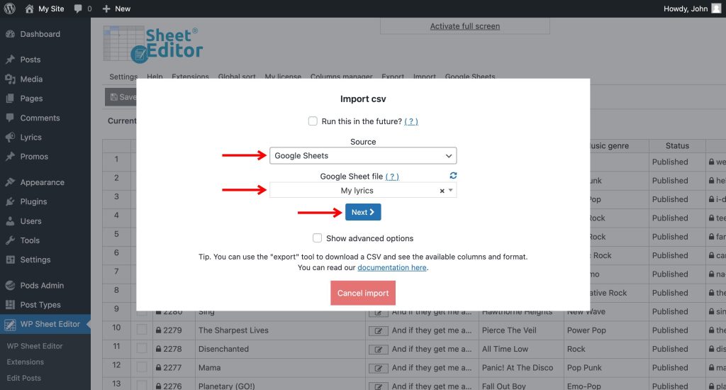 Custom Post Type Maker - Export and Import with Google Sheets - WP ...