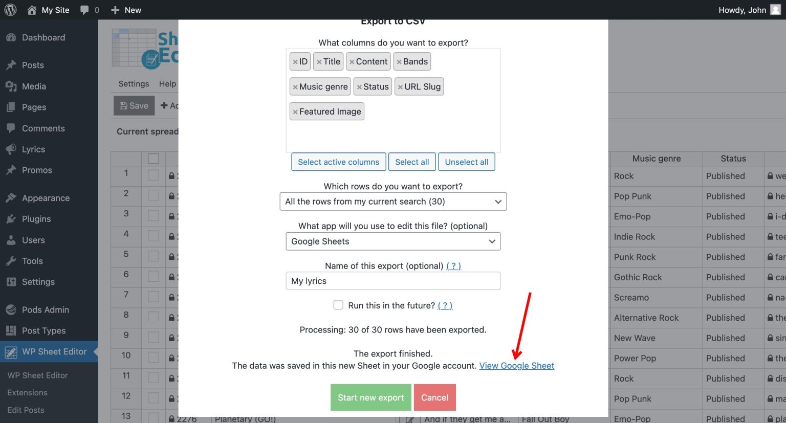 Custom Post Type Maker - Export and Import with Google Sheets - WP ...