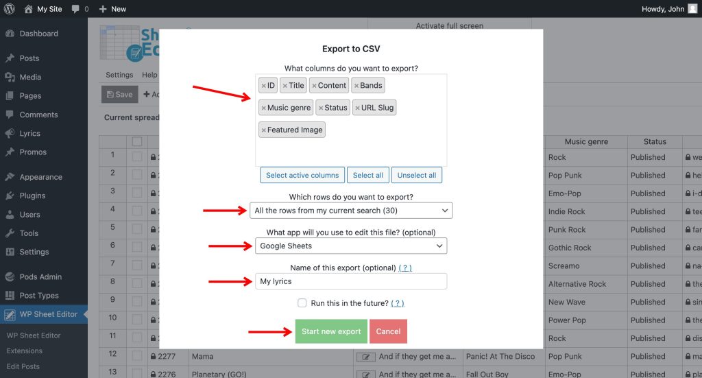 Custom Post Type Maker - Export and Import with Google Sheets - WP ...