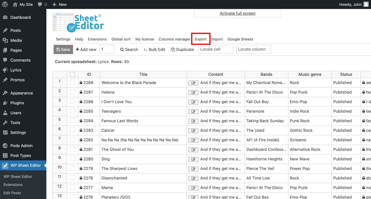 Custom Post Type Maker - Export and Import with Google Sheets - WP ...