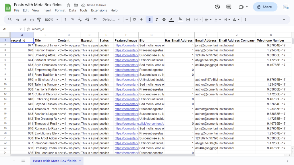 Meta Box - Export and Import Custom Fields with Google Sheets - WP Sheet Editor