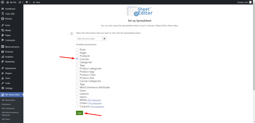 Tutor LMS - How to Bulk Edit Courses in a Spreadsheet - WP Sheet Editor