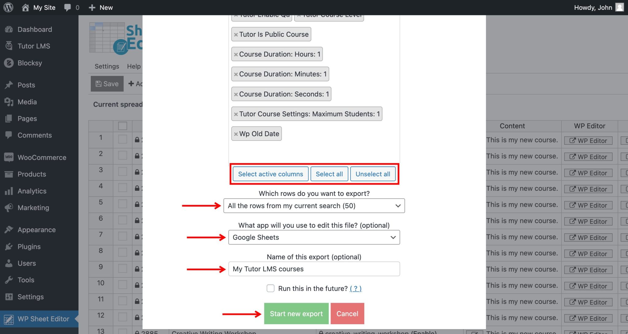 Tutor Lms How To Export And Import Courses Using Csv Wp Sheet Editor