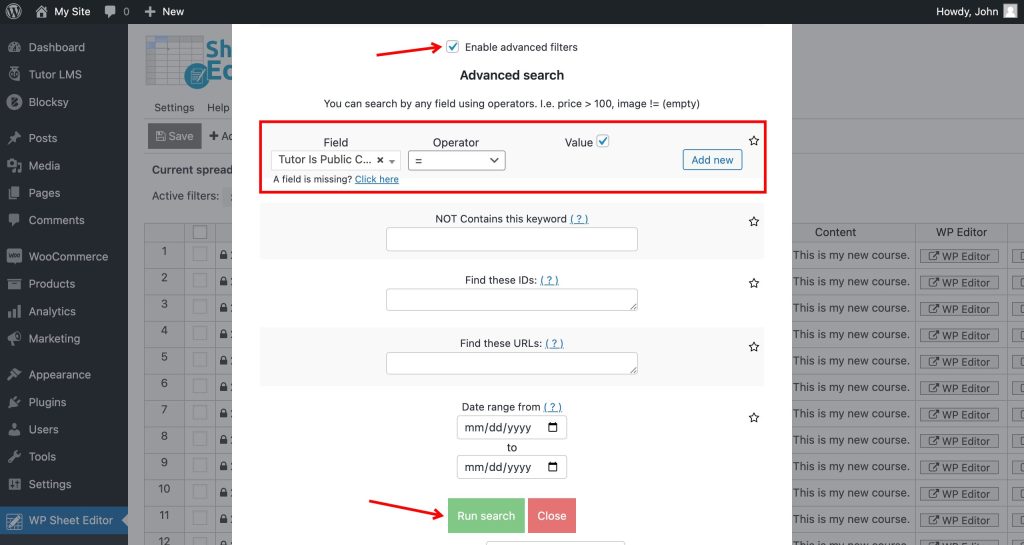 Tutor LMS - How to Bulk Edit Courses in a Spreadsheet - WP Sheet Editor