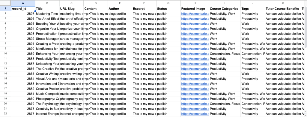 Tutor LMS - How to Export and Import Courses using CSV - WP Sheet Editor