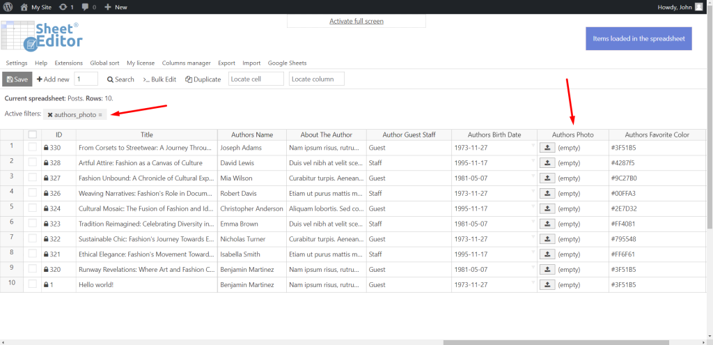 Custom Field Suite - Bulk Edit, Advanced Search, Export, Import - WP Sheet Editor