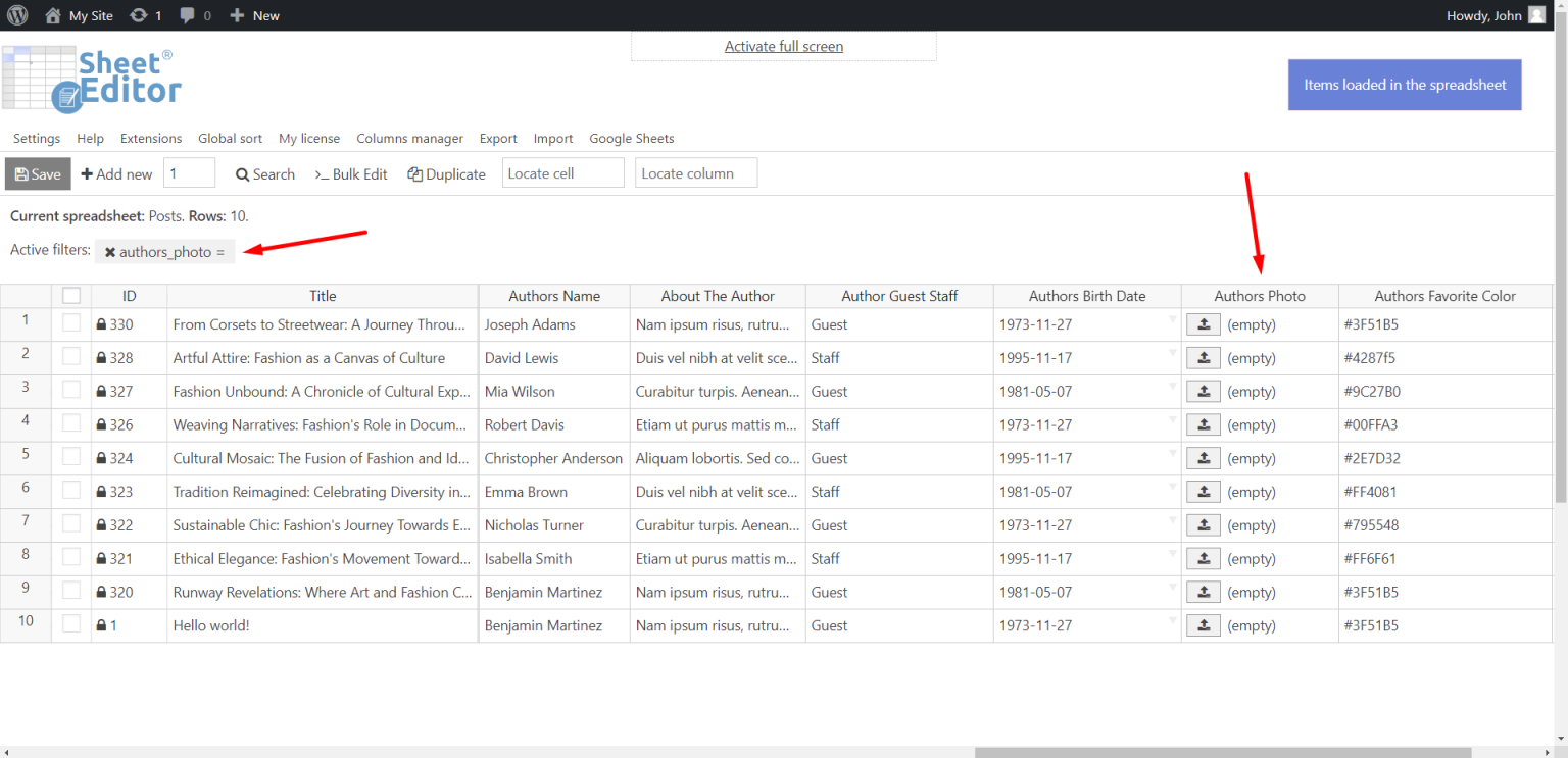 Custom Field Suite - Bulk Edit, Advanced Search, Export, Import - WP Sheet Editor