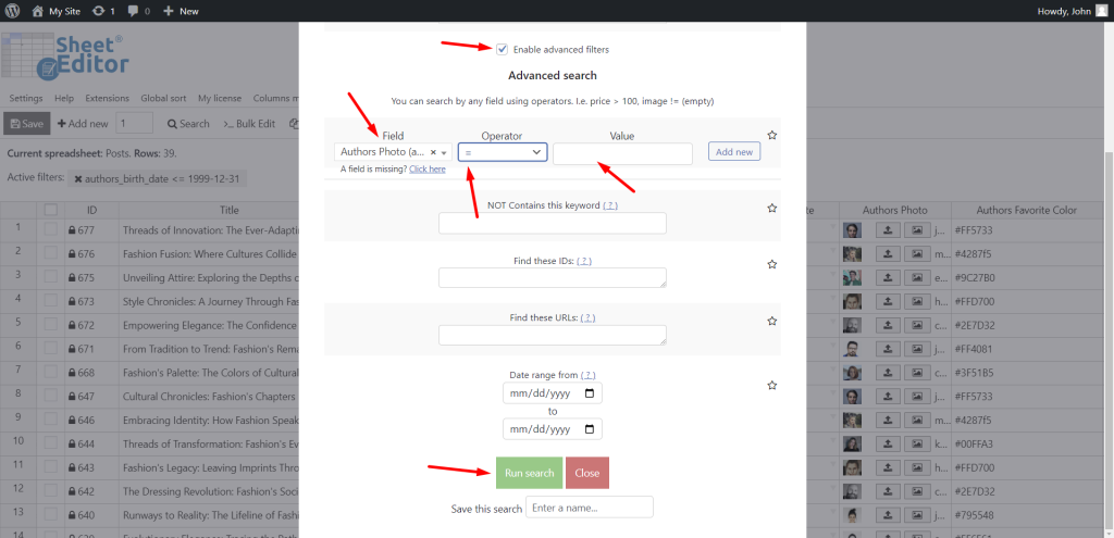 Custom Field Suite - Bulk Edit, Advanced Search, Export, Import - WP Sheet Editor