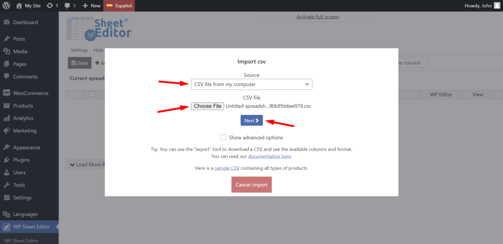 Polylang for WooCommerce: Export and Import Translations - WP Sheet Editor