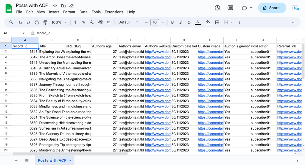 Export and Import Advanced Custom Fields with Google Sheets - WP Sheet Editor