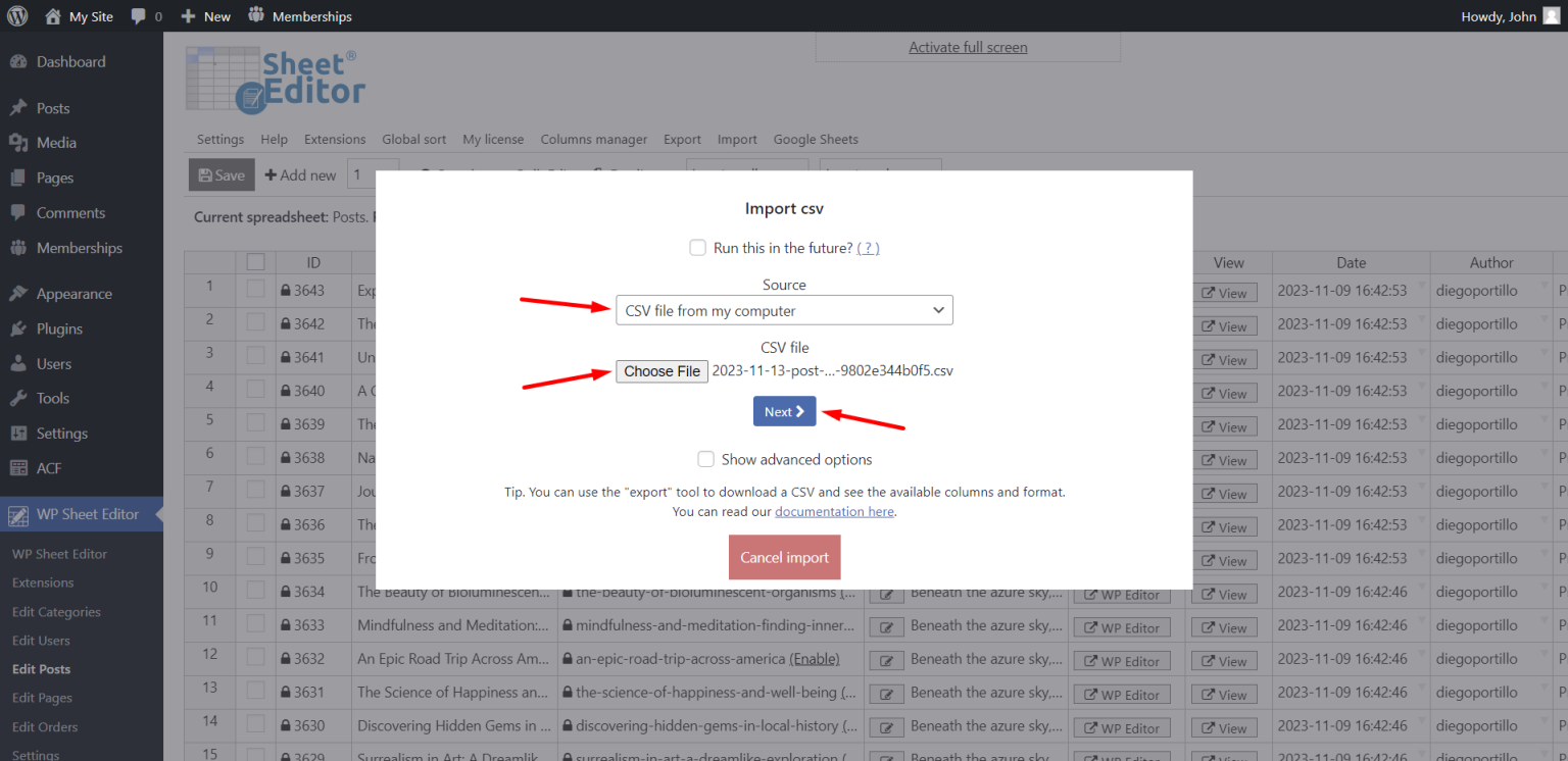 WordPress - Export and Import Advanced Custom Fields (ACF) - WP Sheet Editor
