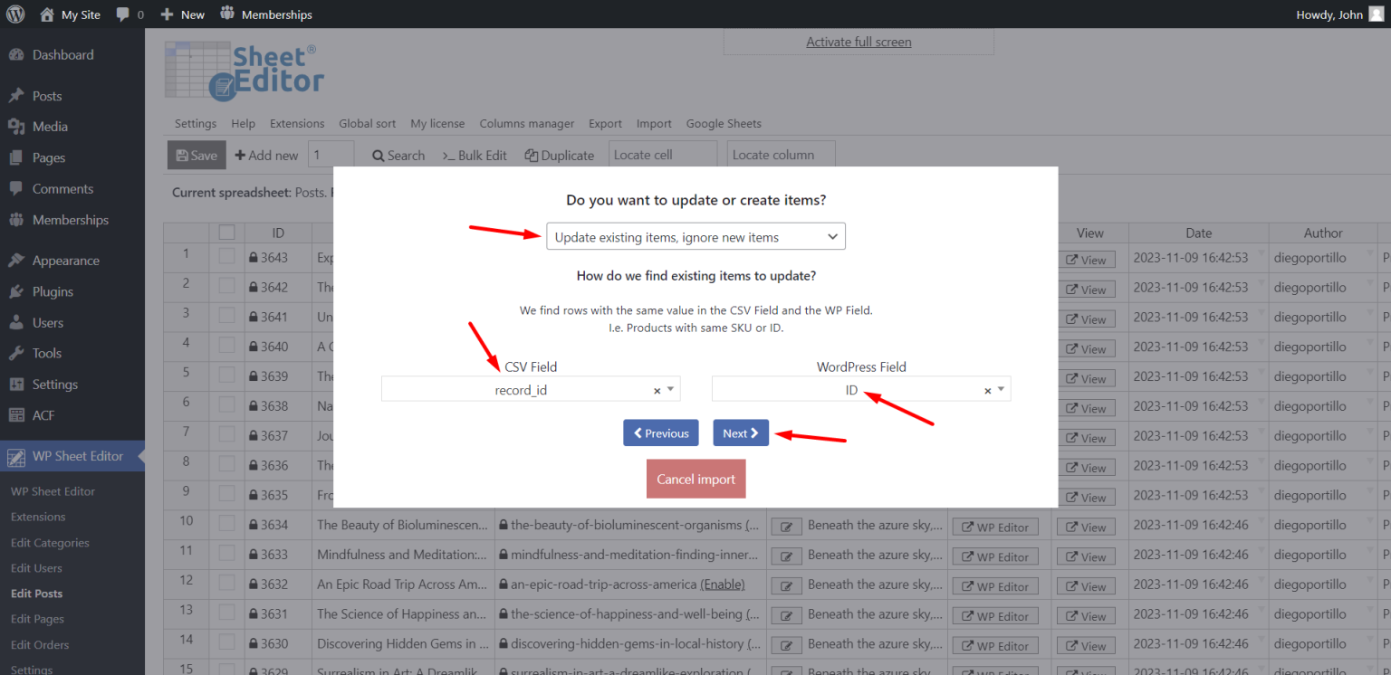 WordPress - Export and Import Advanced Custom Fields (ACF) - WP Sheet Editor