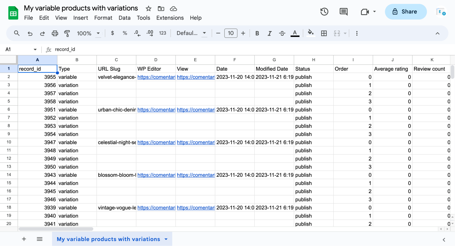 WooCommerce: Export Variable Products and Variations - WP Sheet Editor