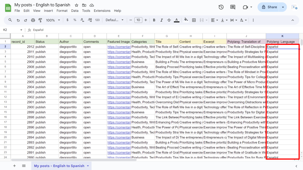 Polylang Bulk Translate Wordpress Posts With Google Sheets