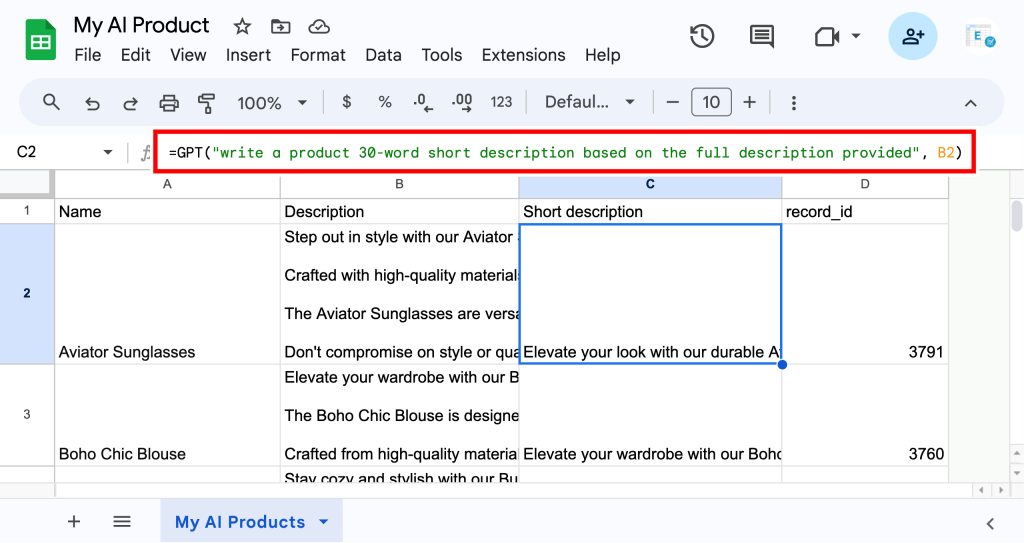 WooCommerce: Autogenerate Descriptions with AI in Google Sheets