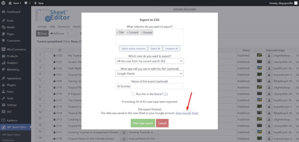 WordPress: Autogenerate Excerpts with AI in Google Sheets - WP Sheet Editor