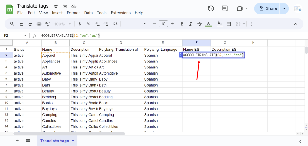 Polylang Bulk Translate Woocommerce Taxonomies In Google Sheets Wp
