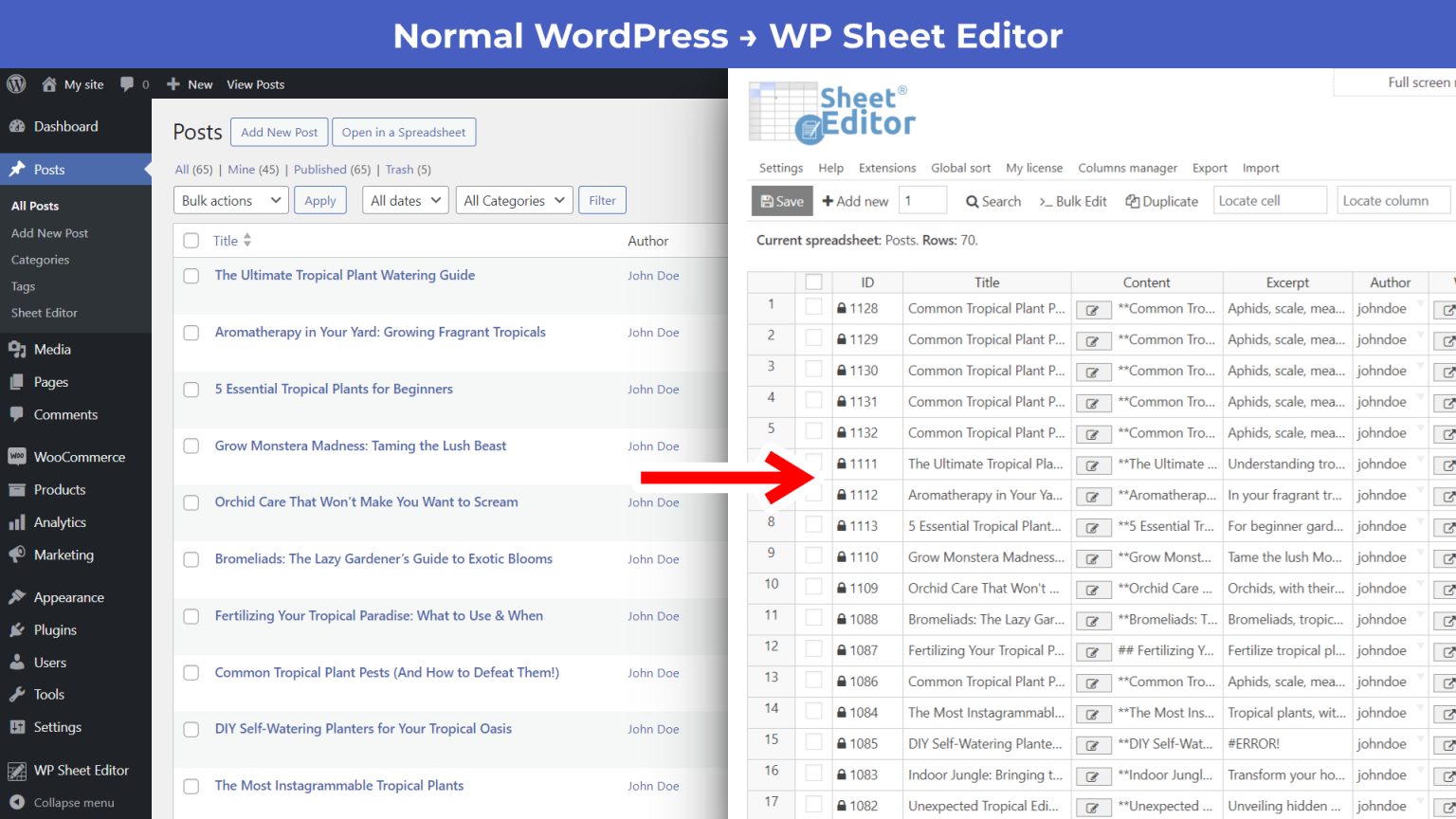 WordPress: Bulk Edit Posts, Pages and Custom Post Types - WP Sheet Editor