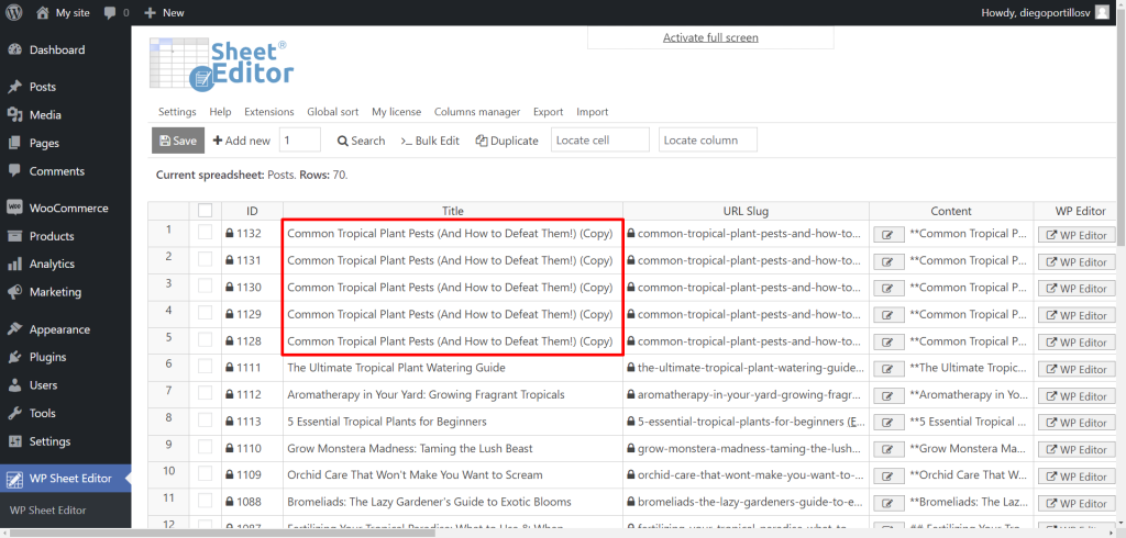 WordPress: Bulk Edit Posts, Pages and Custom Post Types - WP Sheet Editor
