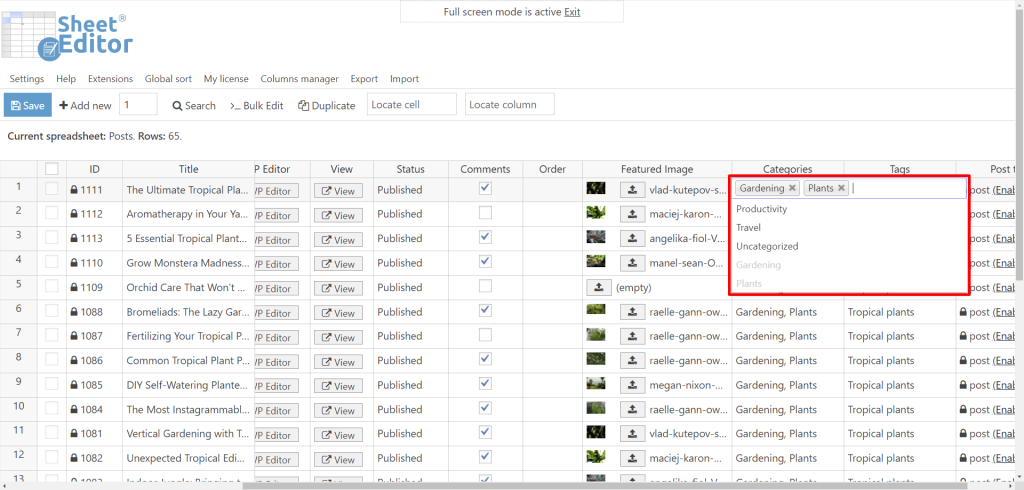 Wordpress Bulk Edit Posts Pages And Custom Post Types Wp Sheet Editor