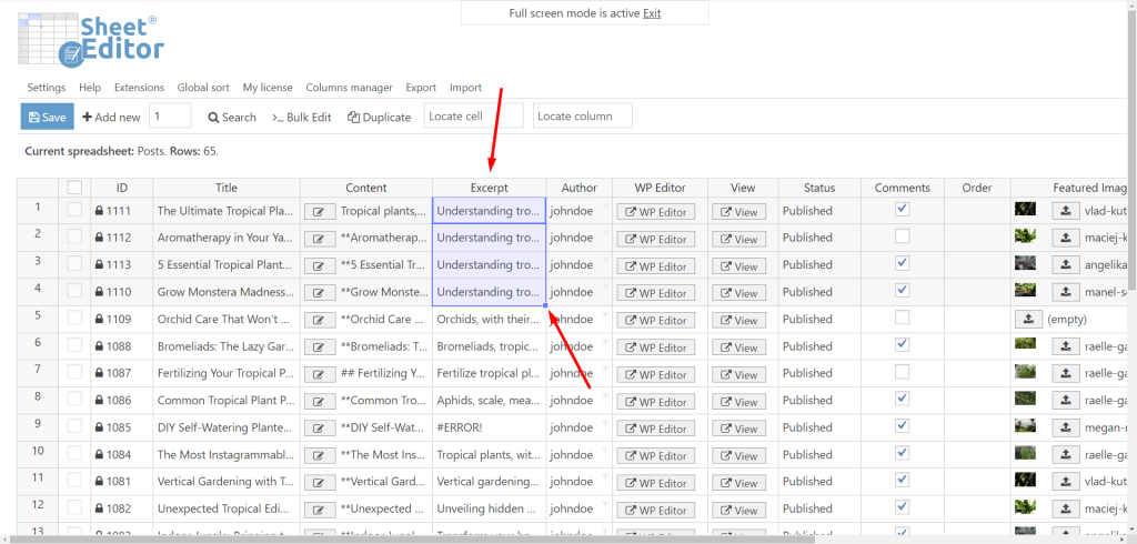 WordPress: Bulk Edit Posts, Pages and Custom Post Types - WP Sheet Editor